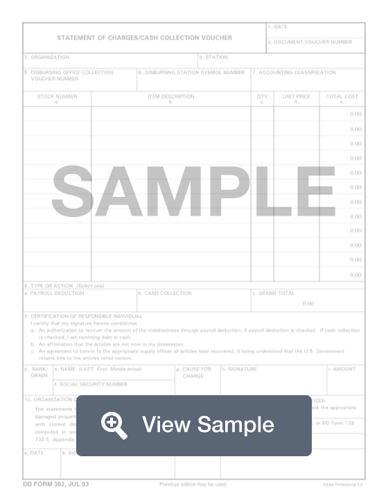 Fillable DD Form 362 Statement Of Charges PDF Sample FormSwift