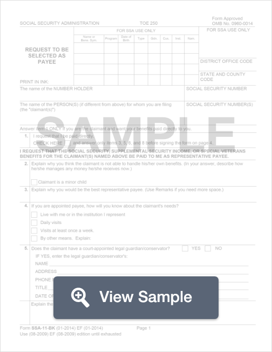 Fillable Form SSA 11 BK Printable PDF Sample FormSwift