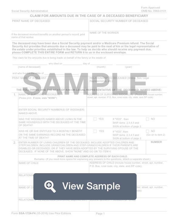 Fillable Form SSA 1724 Printable PDF Sample FormSwift
