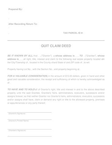 Quit Claim Deed: Create & Download for Free | FormSwift