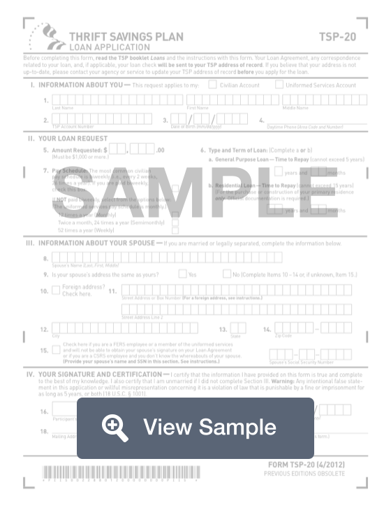 TSP 20 Fillable Thrift Savings Plan Loan Application PDF FormSwift TSP 20 Fillable Thrift Savings Plan Loan Application PDF FormSwift